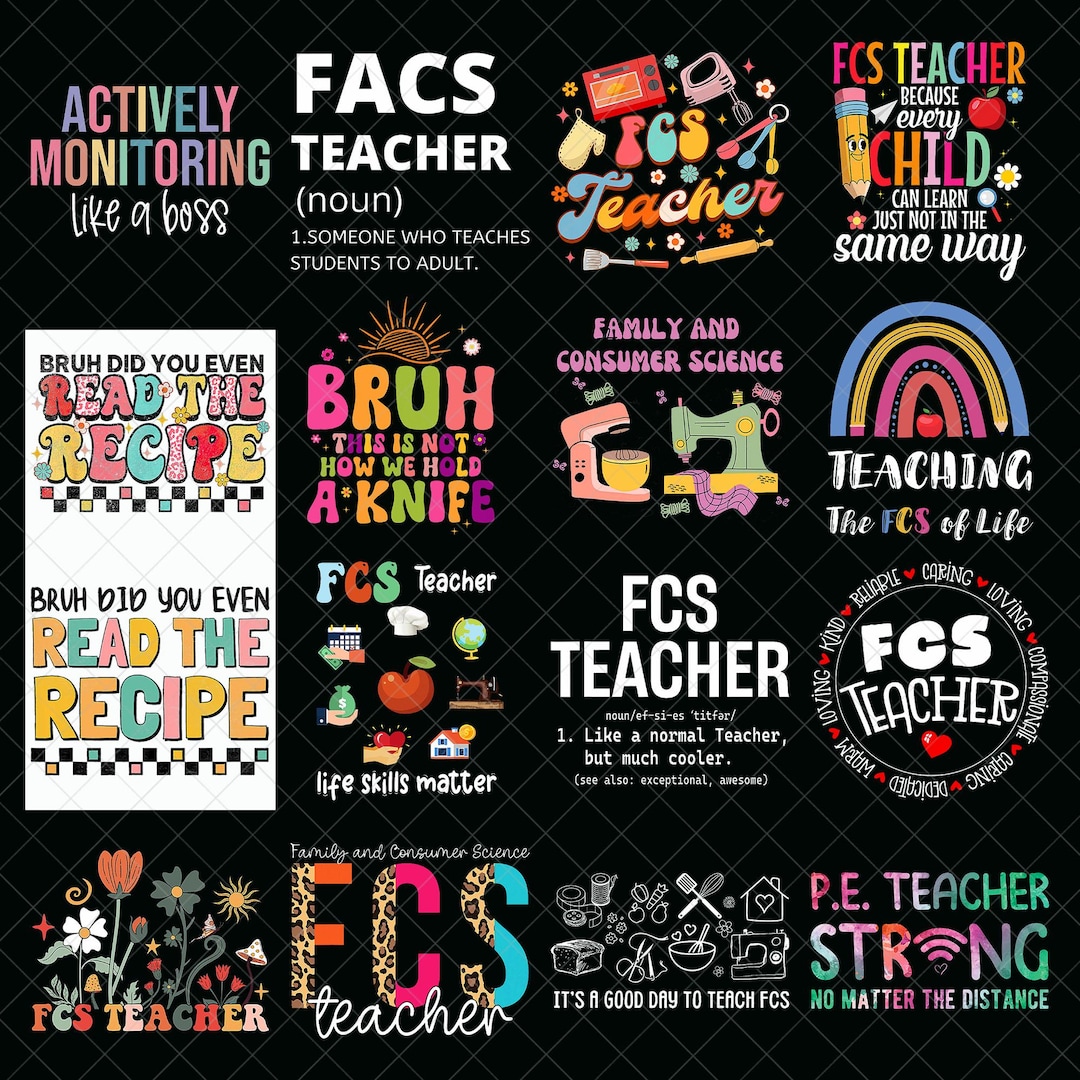 FCS Teacher PNG Bundle, Family and Consumer Science Teacher Life Png ...