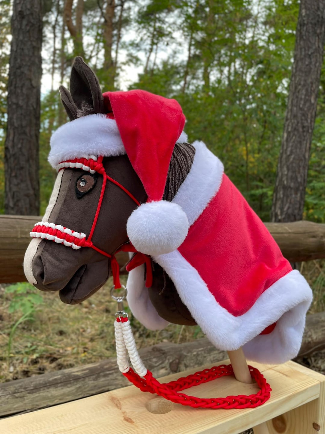Large Christmas Velvet Hobby Horse With Santa Hat & Cape - Etsy