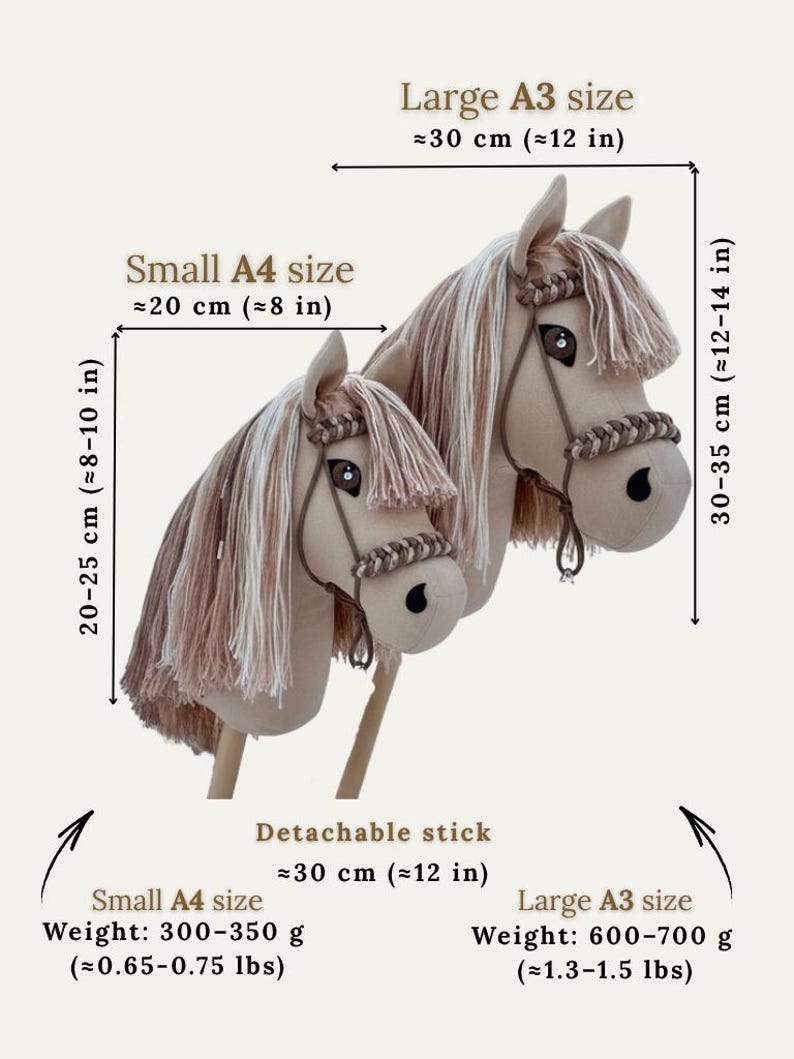 Beige Hobby Horse for Kids – Handmade Plush Stick Horse With Gradient ...