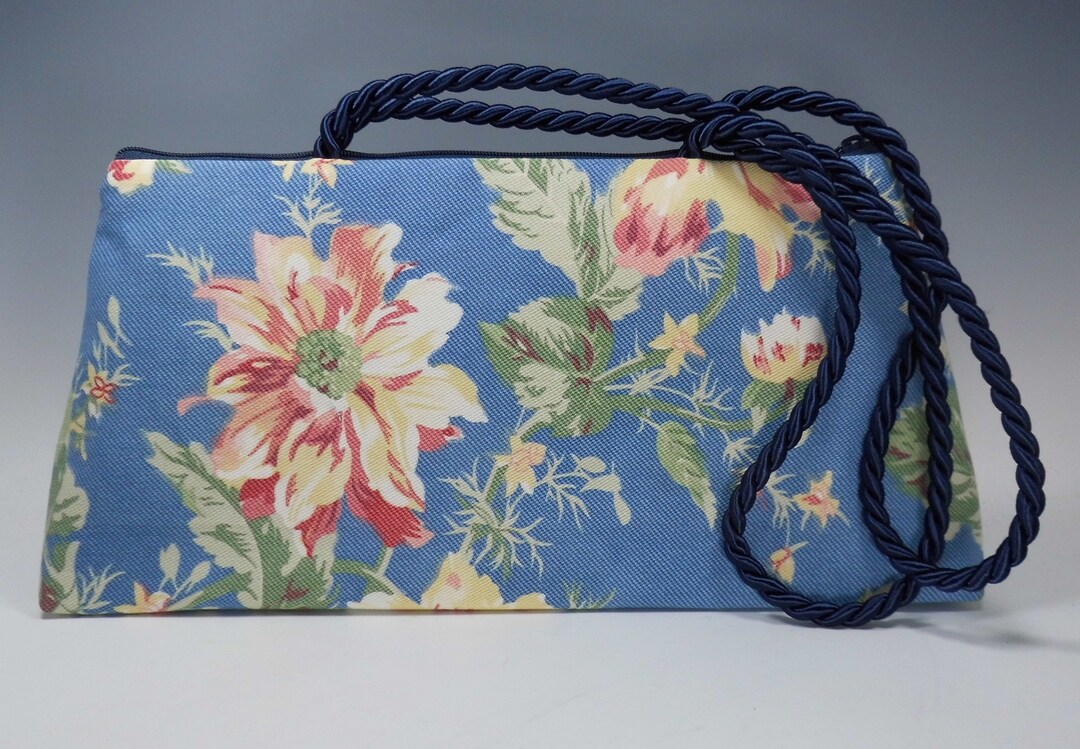 Blue and Pink Floral, Stella Purse, Made in USA - Etsy
