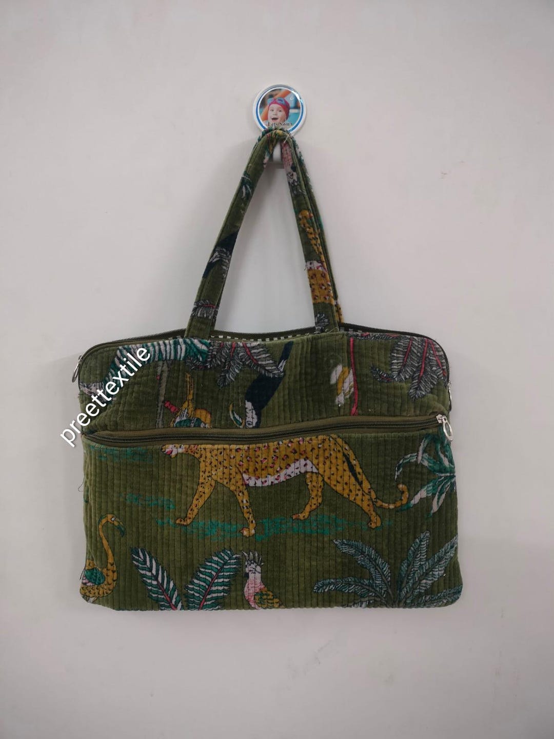 Green Jungle Velvet Tote,animal Pattern Shoulder Bag Gift for Her,100% ...
