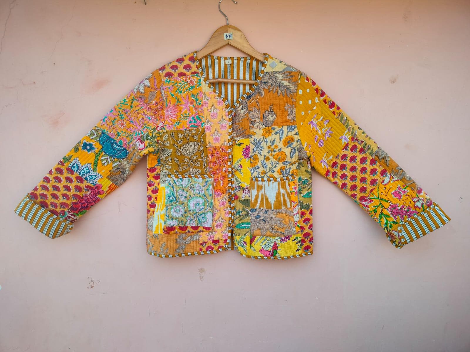 Handcrafted Cotton Quilted Patchwork Jacket, Boho Floral Reversible ...