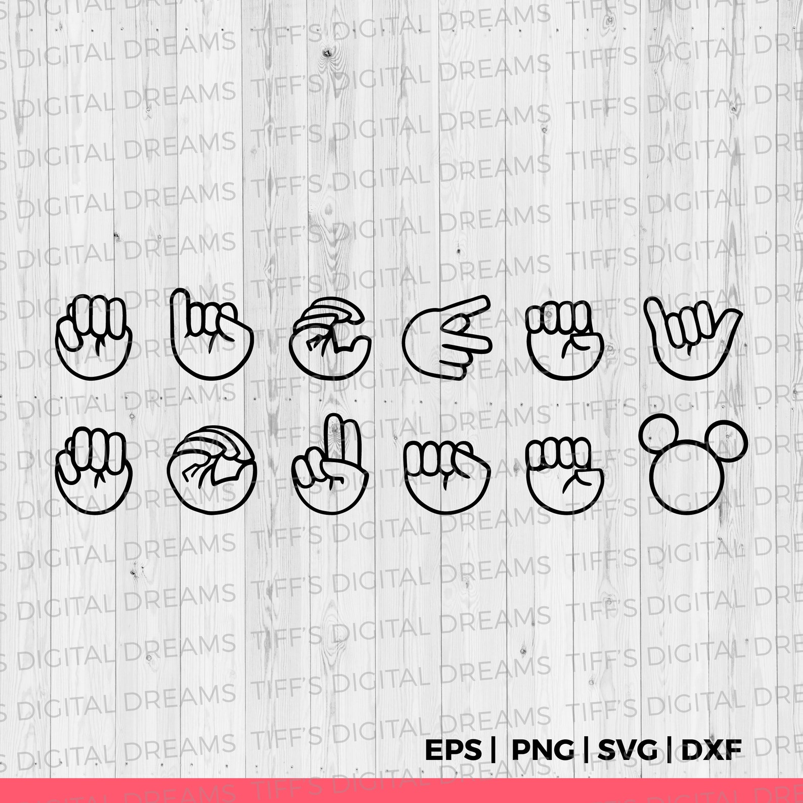 Mickey Mouse Disney World Hands American Sign Language | Etsy