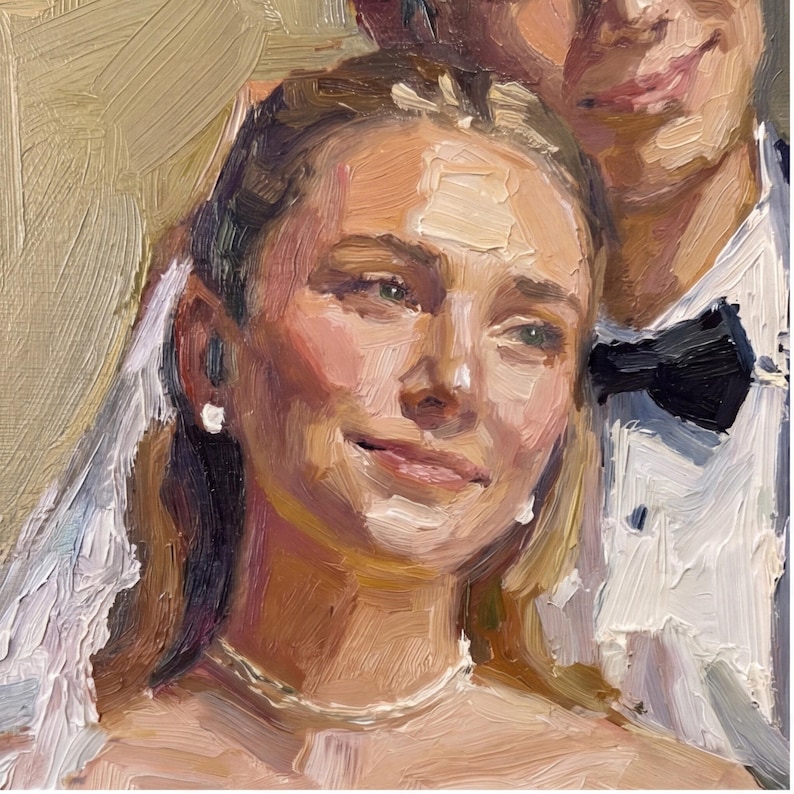 Hand Painted Custom Wedding Oil Painting | 3D Textured Bridal Portrait ...