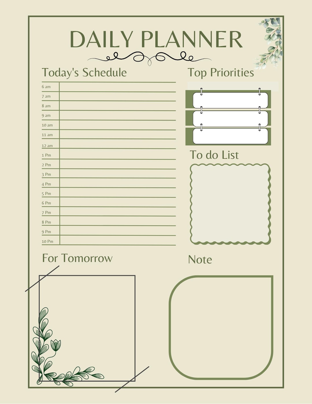 Daily Planner Printable | Hourly Schedule, Priorities & To-do List A4 ...