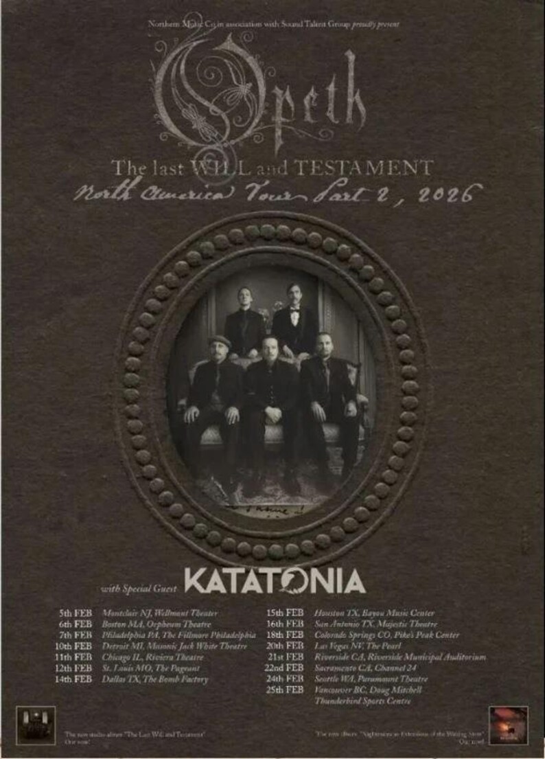 OPETH Announce 2026 North American Tour Poster - Etsy