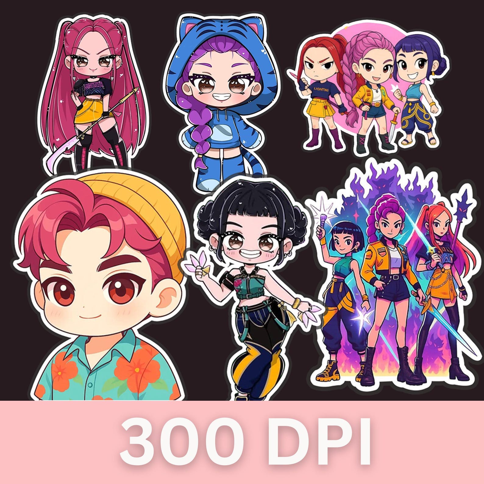 40+ Kpop Demon Hunter Stickers | 300 DPI PNG | Kpop Aesthetic Halloween ...