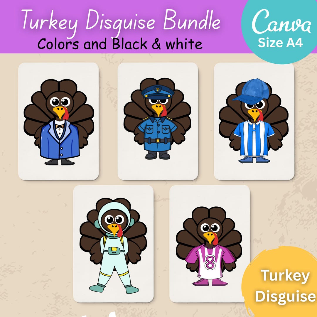 Turkey Disguise Craft Bundle, Printable Activity (PDF) - Etsy