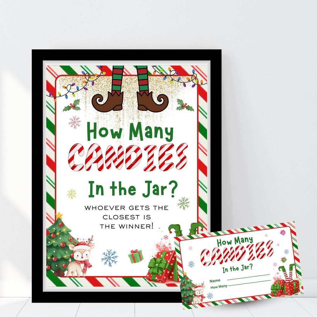 Elf Christmas Candy Guessing Game, Printable Party Activity (instant ...