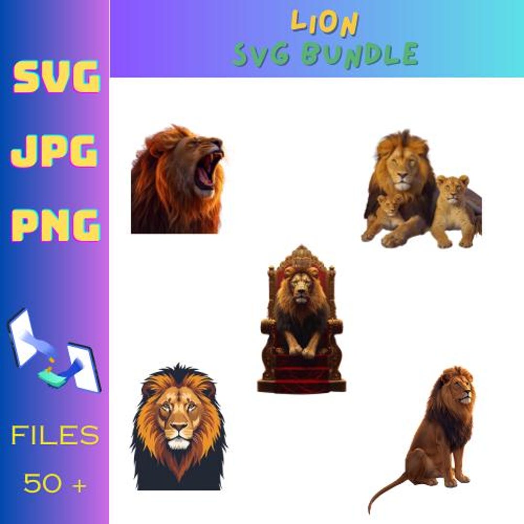 Lion SVG Cut Files: Safari Jungle Clipart (digital Download) - Etsy