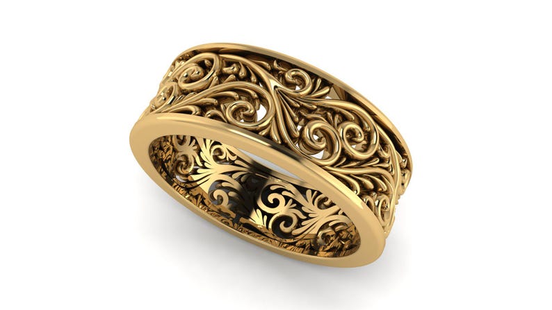 Sterling Silver Filigree Ring, Vintage Scrollwork Band - Etsy