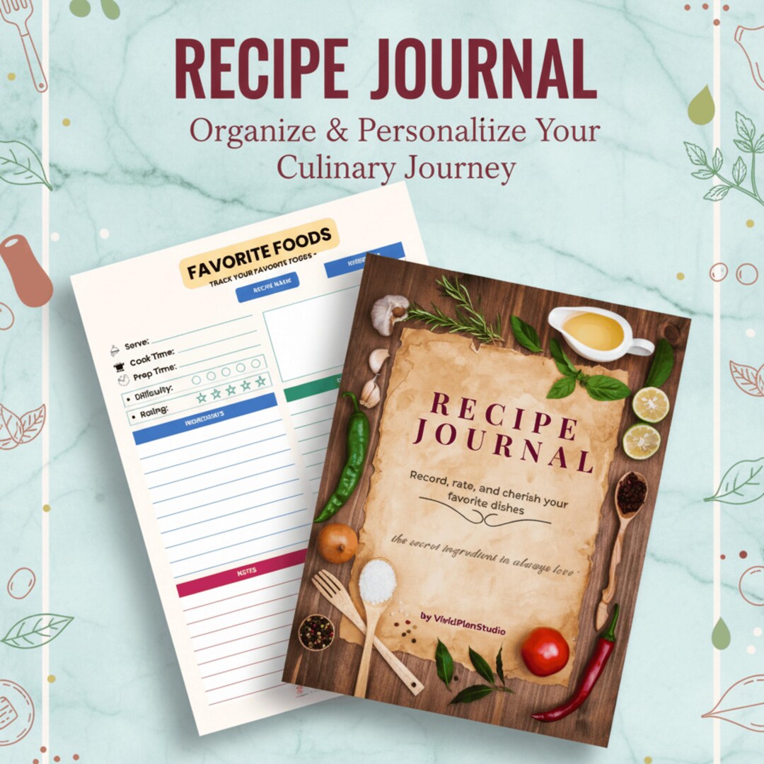 Blank Recipe Book Printable Recipe Journal PDF | DIY Cookbook Notebook ...