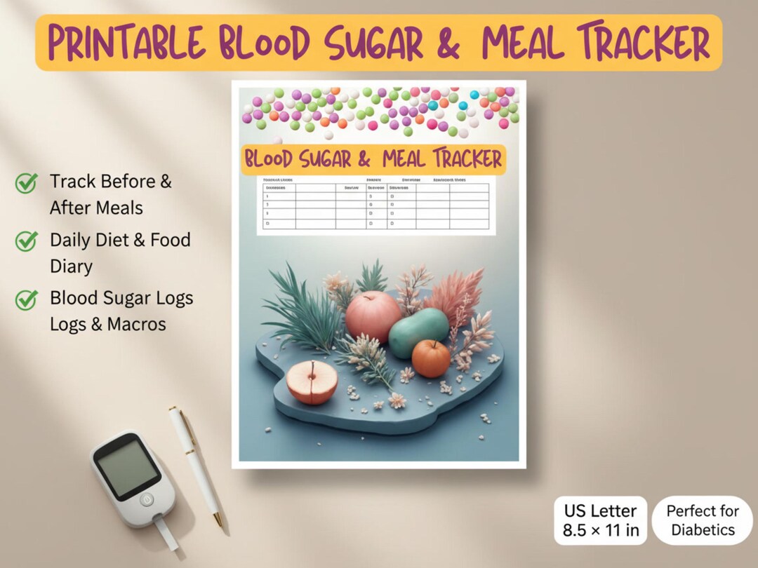 Blood Sugar Tracker | Diabetes Planner & Blood Sugar Log | US Letter 8 ...