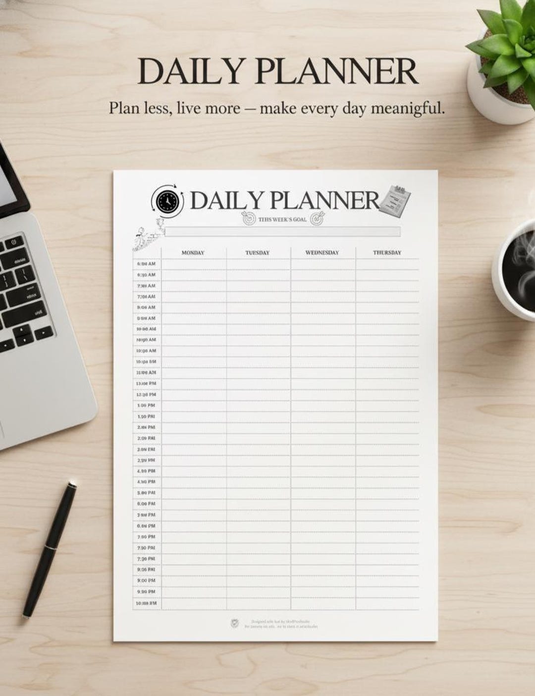 Daily Planner Printable | Minimalist Daily Schedule Template | 1 Page ...