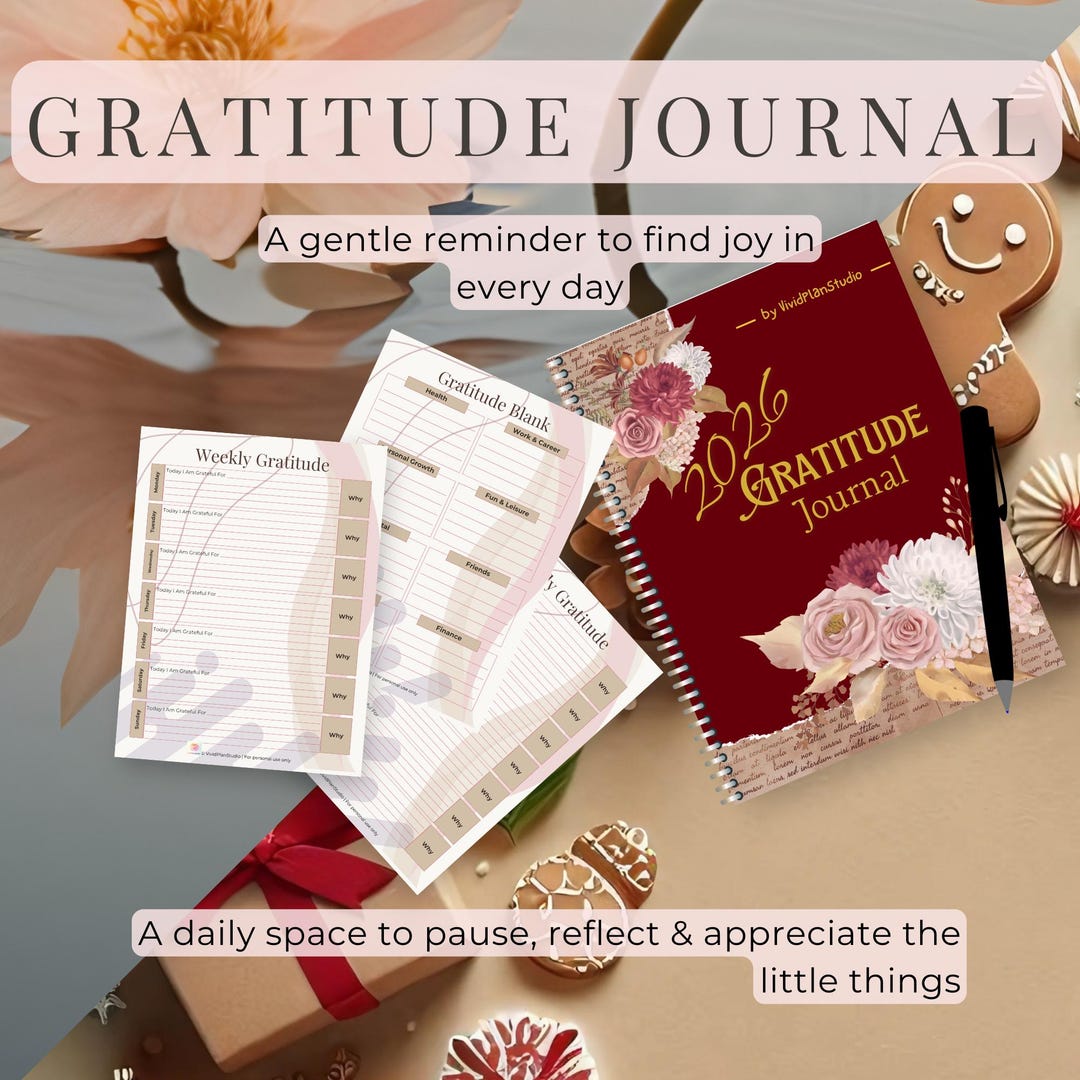 2026 Gratitude Journal Printable | 5 Minute Daily Planner for Self Care ...