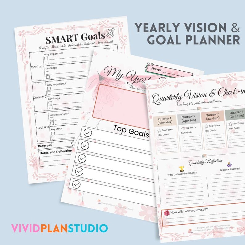 Yearly Vision Planner Printable 2026 | Goal Setting Planner PDF ...