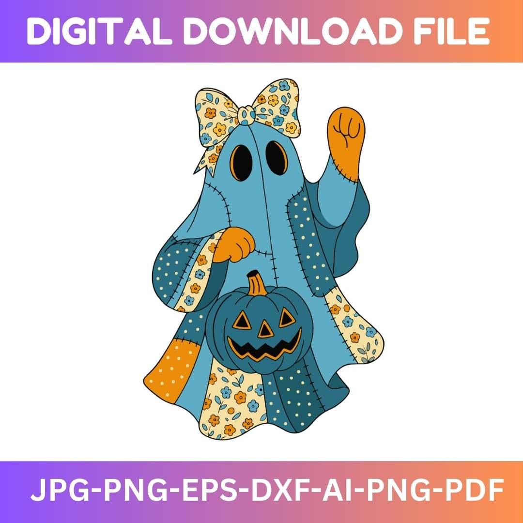 Retro Halloween Blue Denim Ghost Svg Png,cute Boo Ghost Coquette Png ...