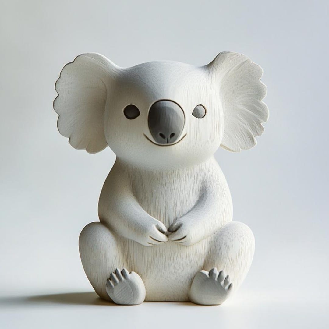 Minimalist Wooden Koala Sculpture, Scandinavian Style Animal Decor ...