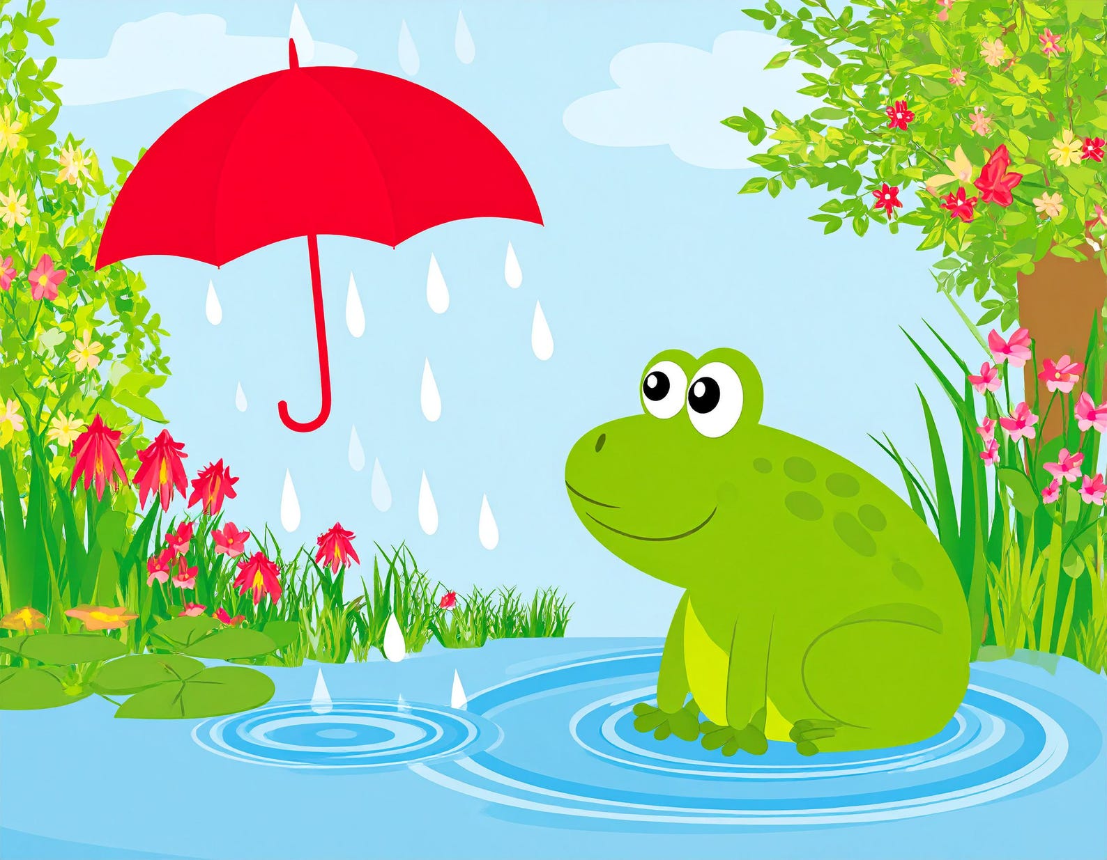 Frog in Rain With Red Umbrella - Five Files (picsart) - Etsy