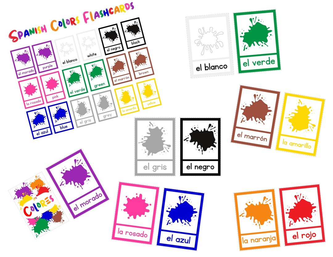 Spanish Color Flashcards - Etsy