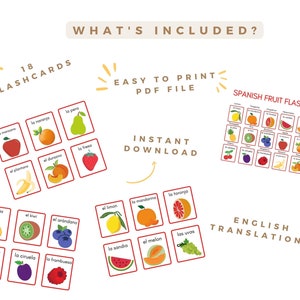 Spanish Fruit Flashcards - Etsy