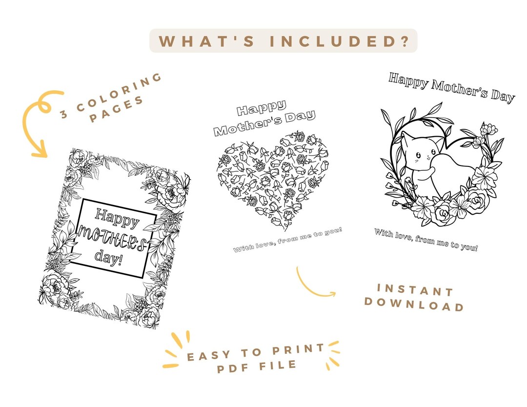 Mother's Day Coloring Pages Bundle - Etsy