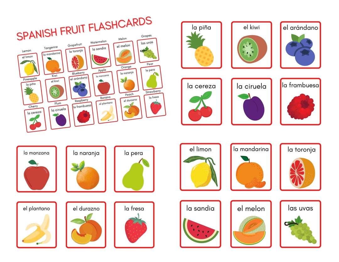 Spanish Fruit Flashcards - Etsy
