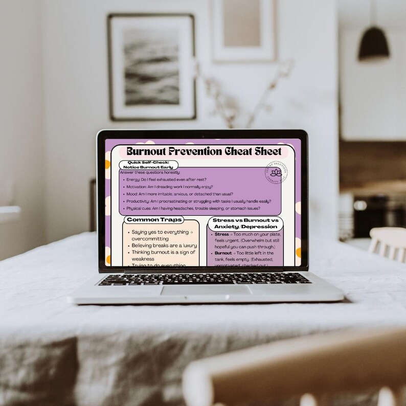 Burnout Prevention Cheat Sheet | Mental Health Printable | Stress ...