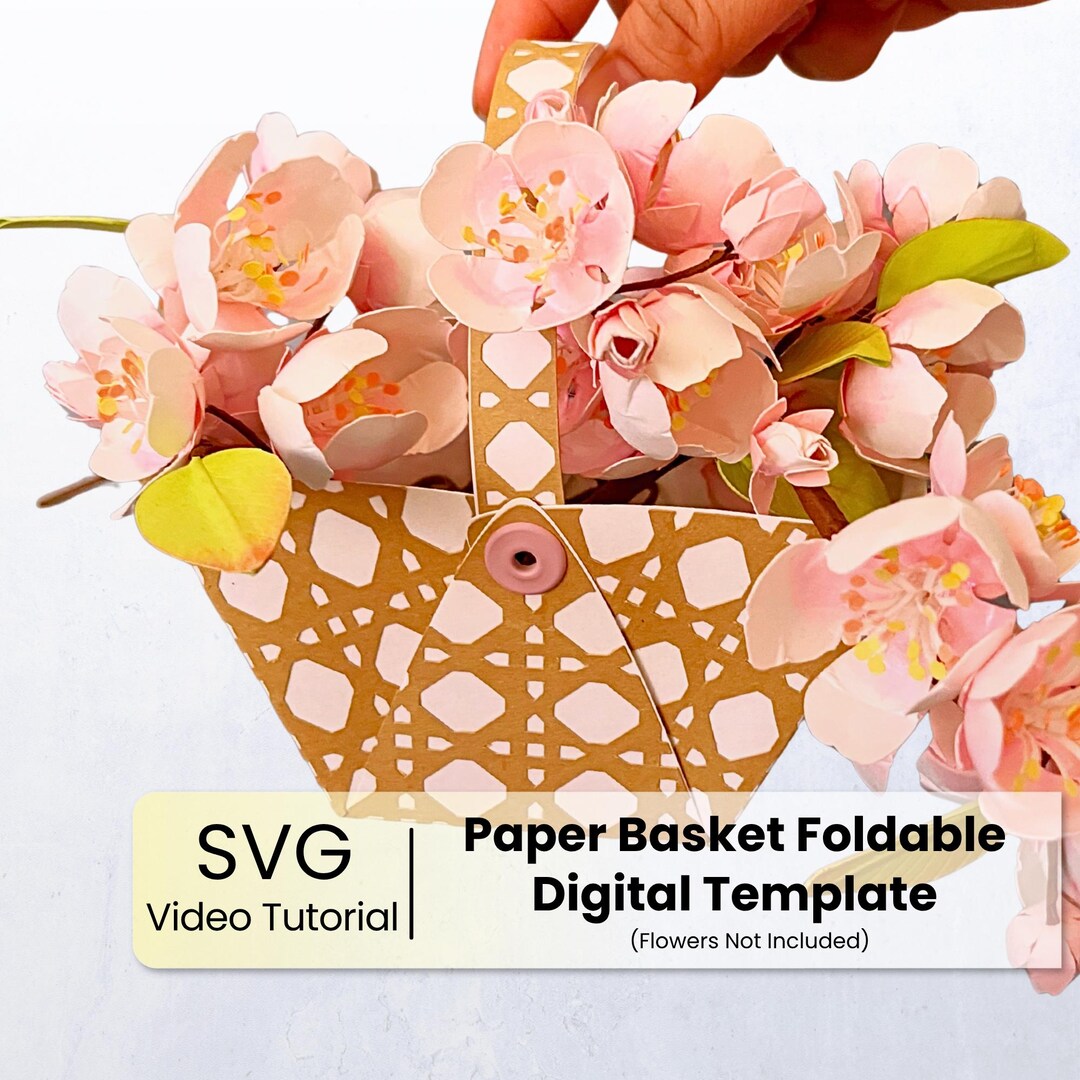 Flower Basket Template With Handle | Video Tutorial & Digital Download ...
