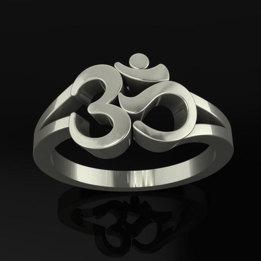 925 Silver Om Symbol Ring, Spiritual Yoga Meditation Inspired Band ...