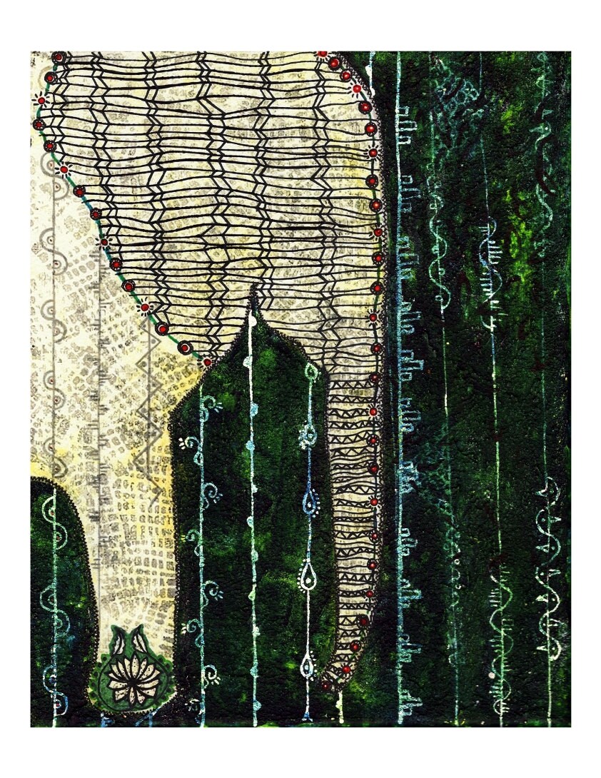 Elephant in the Secret Forest - India Inspired Exotic Art Print ...