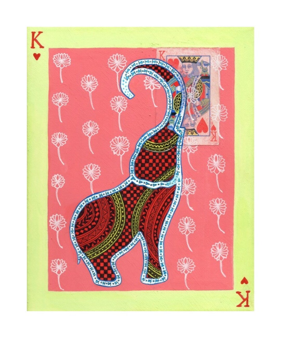 Elephant Painting, Nursery Pink Elephant Print, Indian Elephant Art ...