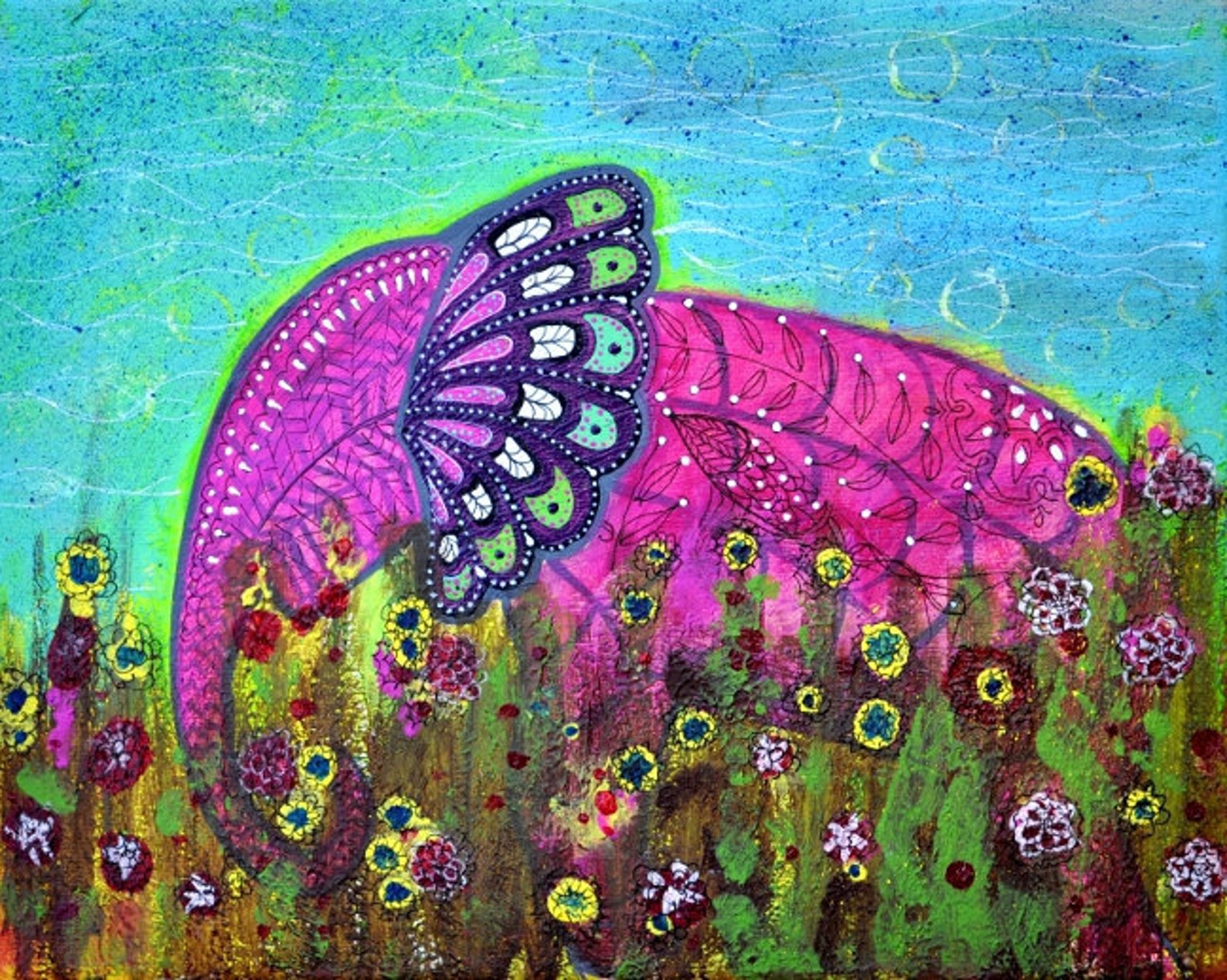 Elephant Painting, Nursery Pink Elephant Print, Indian Elephant Art ...