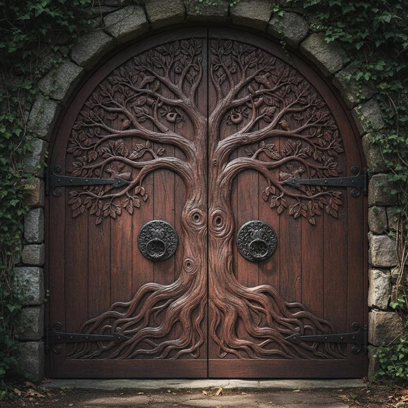 Hand Carved Solid Wood Door: Tree of Life Design - Etsy UK