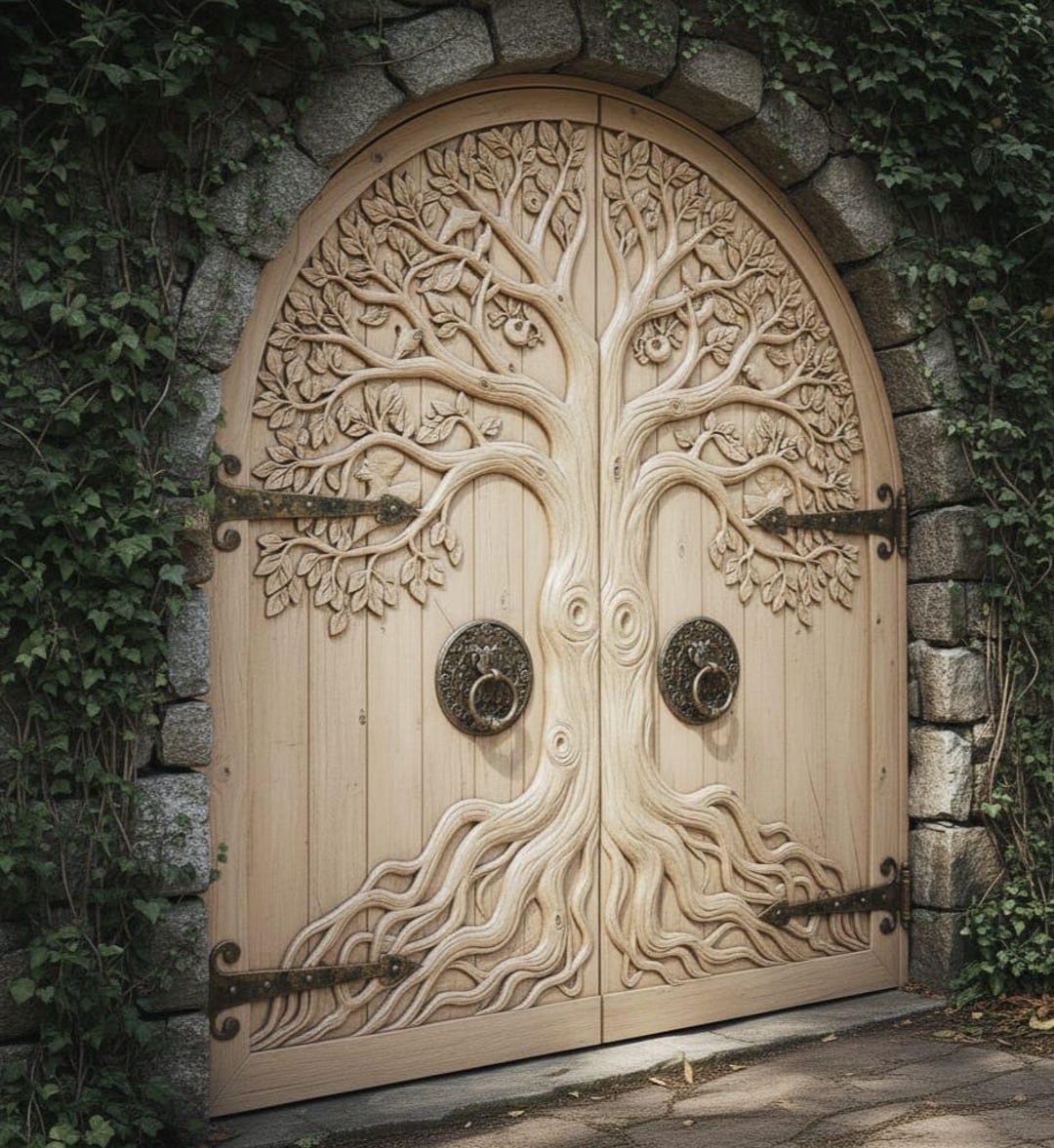 Hand Carved Solid Wood Door: Tree of Life Design - Etsy UK