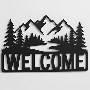 Mountain Welcome Sign SVG DXF PNG - Laser Cut Files - Etsy