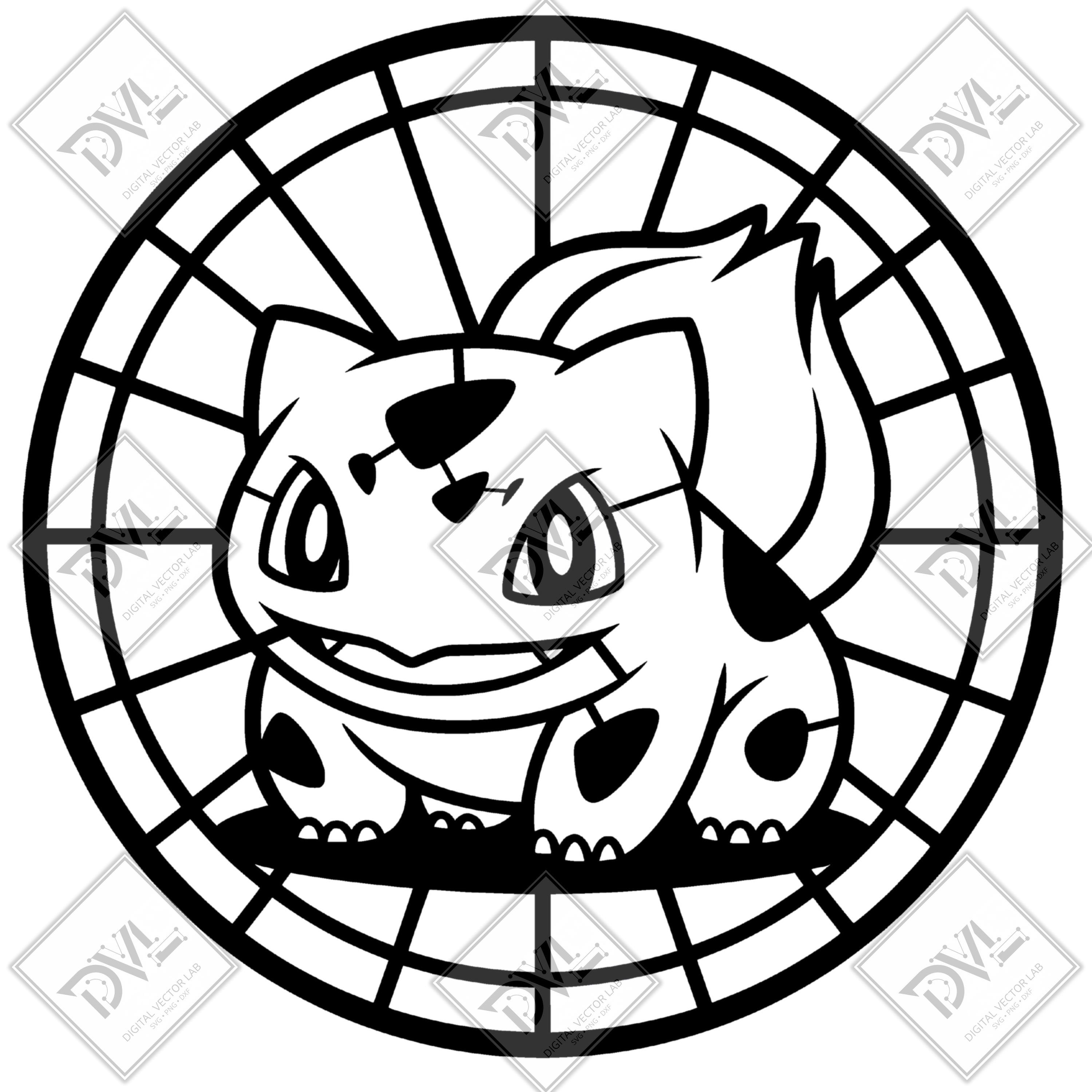 Pokemon Bundle, Stained Glass Style, Svg,dxf,png, Design for CNC, Laser ...