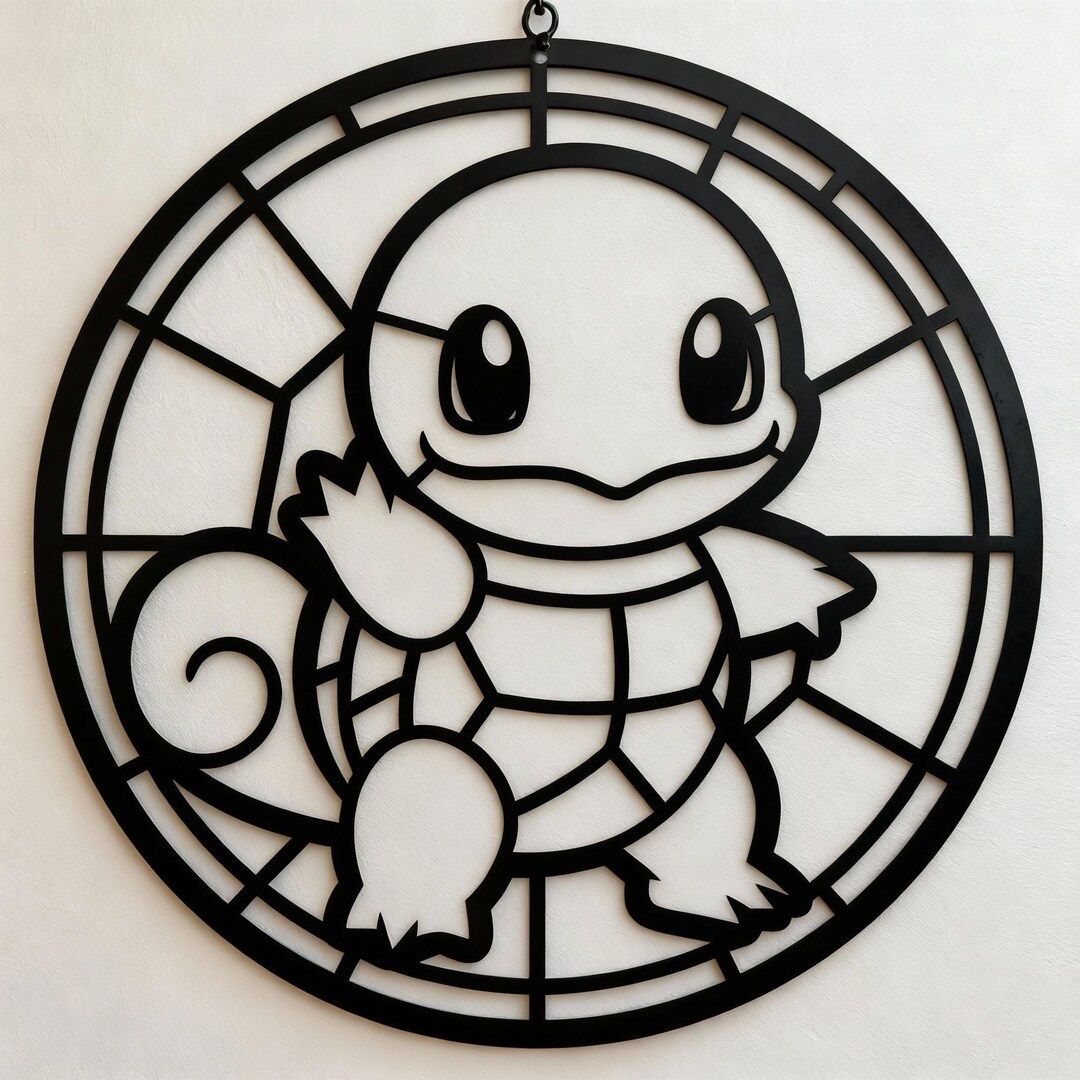 Squirtle, Pokemon, Stained Glass Style, Svg,dxf,png, Design for CNC ...