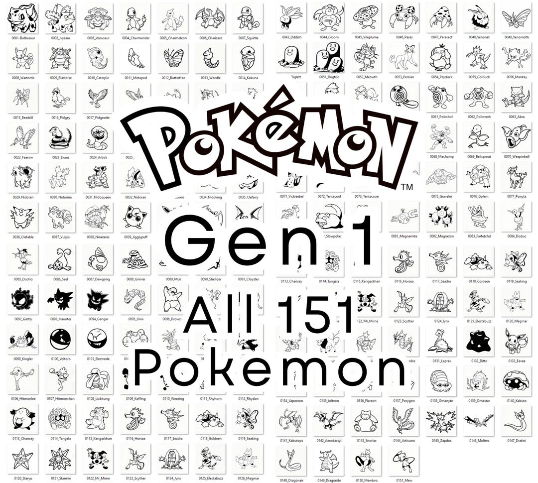 Pokemon Bundle, Generation 1, Complete 151 Digital Designs – SVG, DXF ...