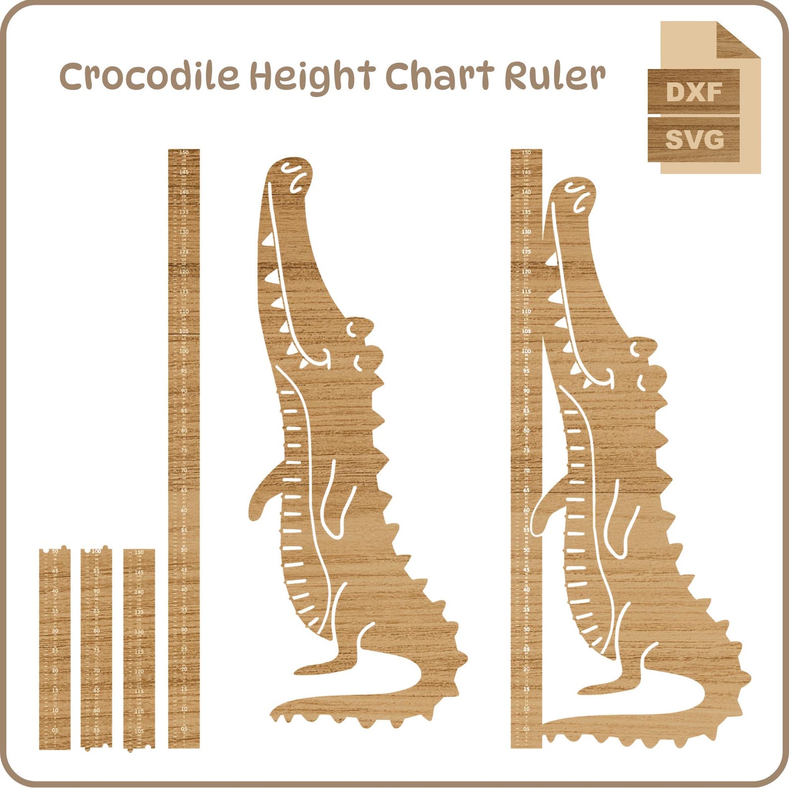 Crocodile Height Chart Ruler – Svg – Dxf – Design for CNC, Laser ...