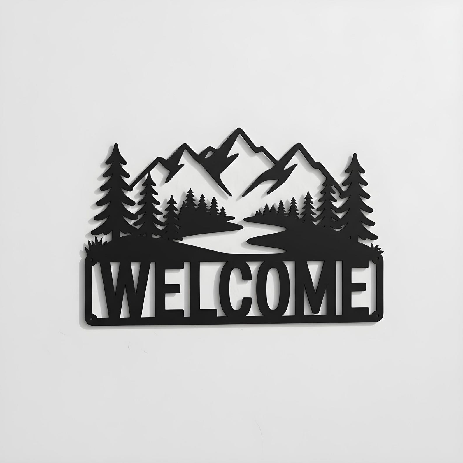 Mountain Welcome Sign SVG DXF PNG - Laser Cut Files - Etsy
