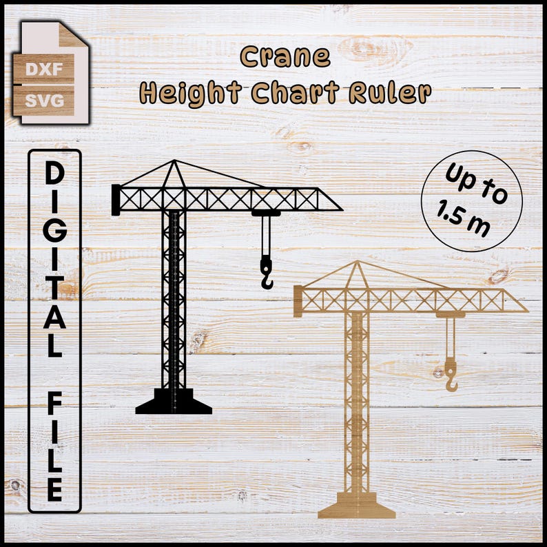 Crane Height Chart Ruler – Growth Chart Ruler – Svg Dxf – Design for ...
