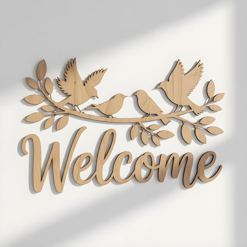 Welcome Sign , Birds 2 , Svg , Dxf , Png , Design for CNC, Laser ...