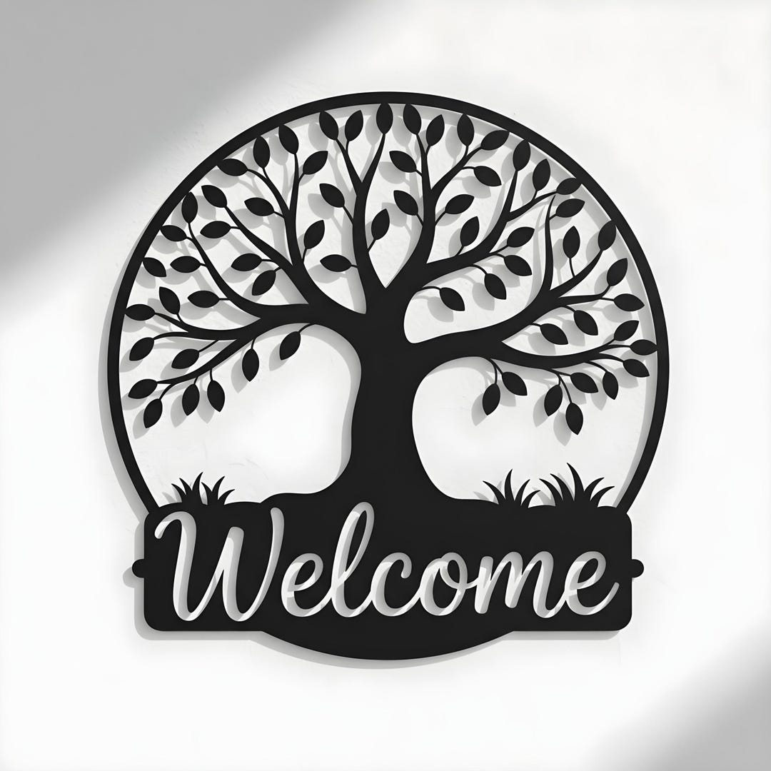 Welcome Sign , Tree of Life , Svg , Dxf , Png , Design for CNC, Laser ...