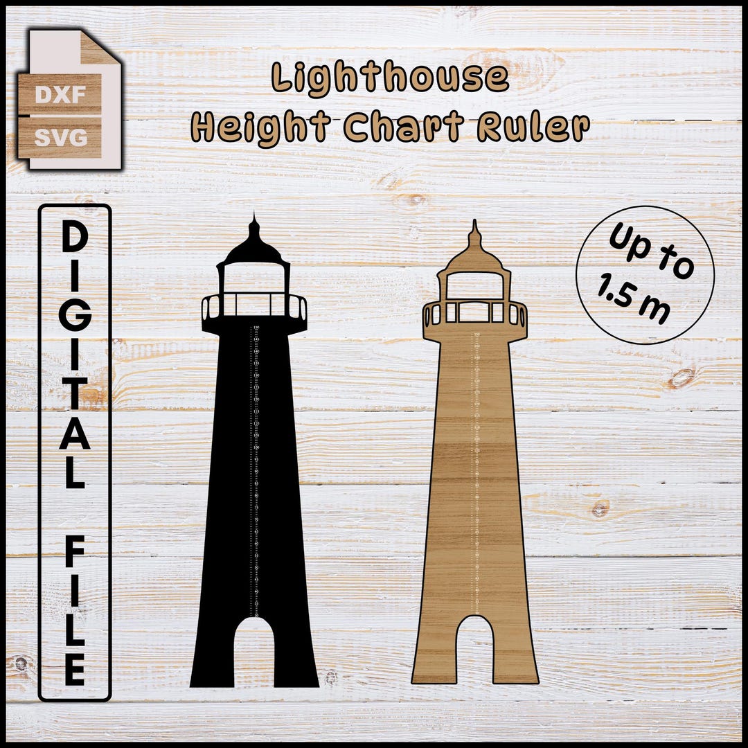 Lighthouse Height Chart Ruler – Growth Chart Ruler – Svg Dxf – Design ...