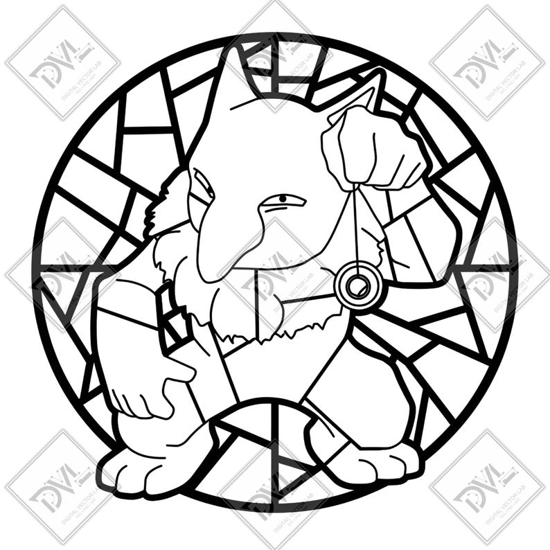 Hypno, Pokemon, Stained Glass Style, Svg,dxf,png, Design for CNC, Laser ...