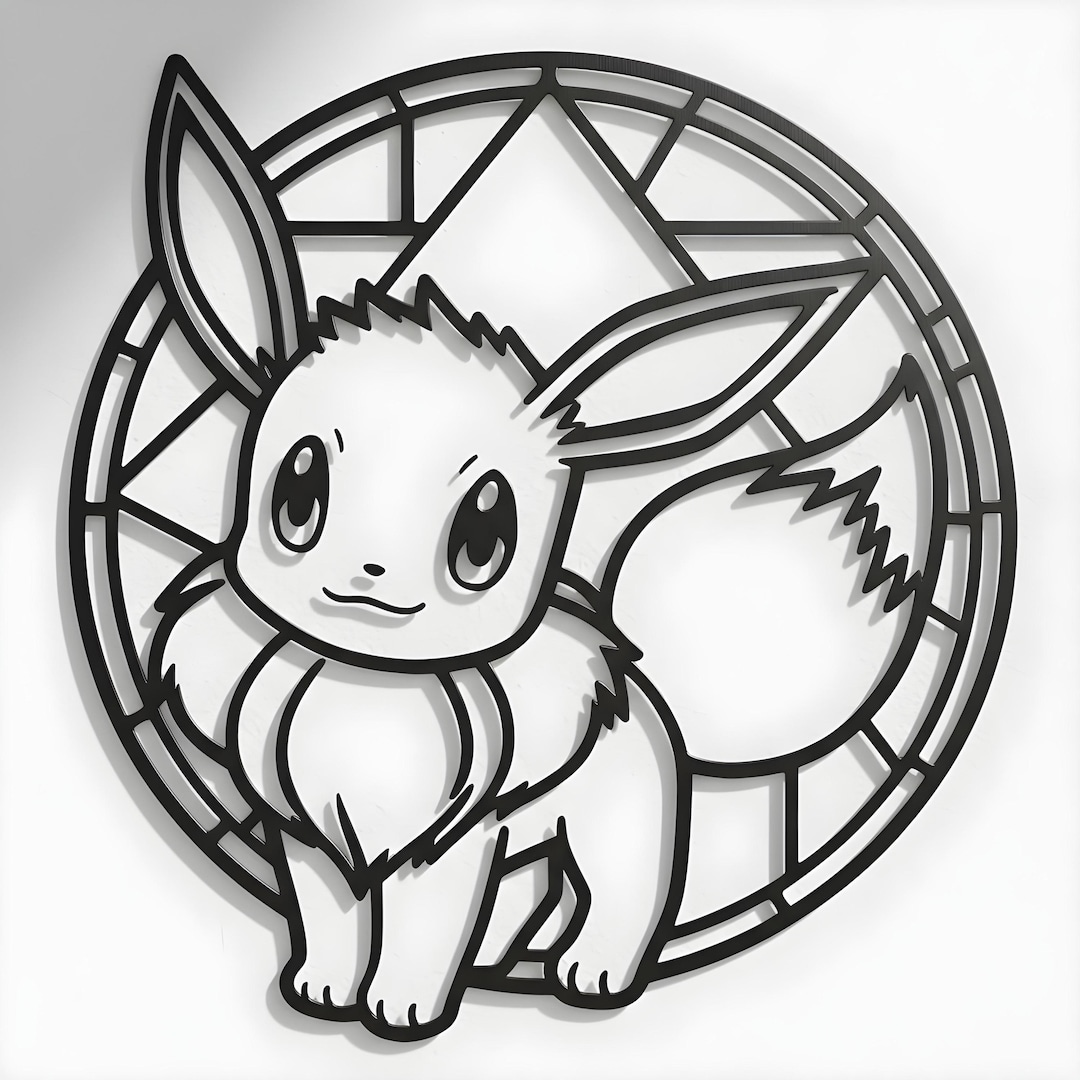 Eevee, Pokemon, Stained Glass Style, Svg,dxf,png, Design for CNC, Laser ...
