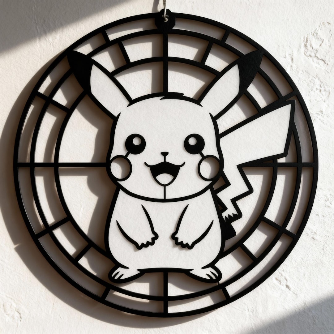 Pikachu, Pokemon, Stained Glass Style, Svg,dxf,png, Design for CNC ...