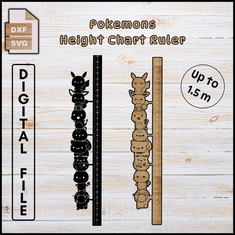 Pokemons Height Chart Ruler – Growth Chart Ruler – Svg Dxf – Design for ...