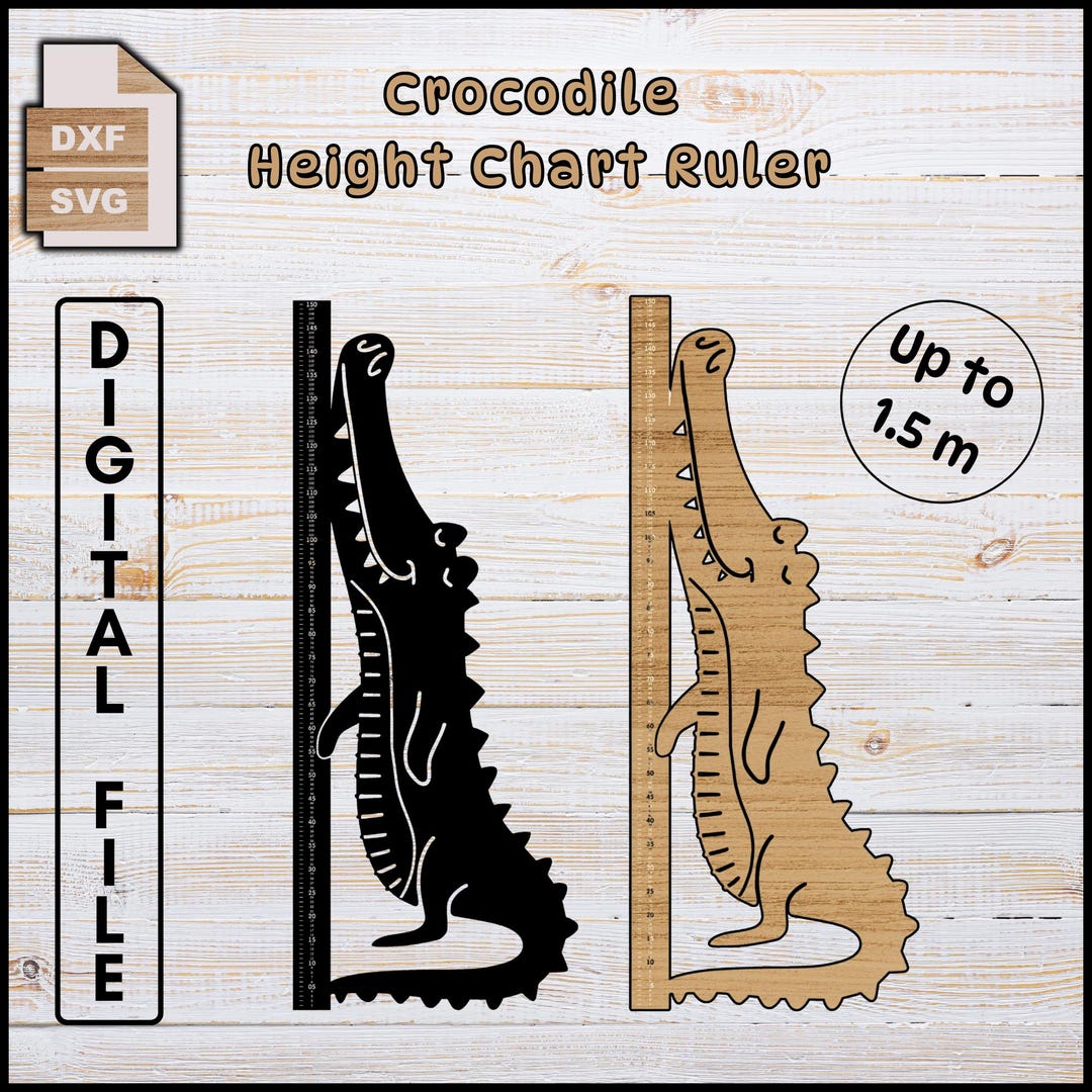 Crocodile Height Chart Ruler – Svg – Dxf – Design for CNC, Laser ...